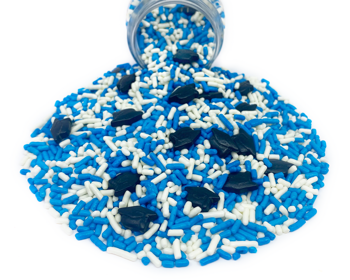 Graduation Day! Blue & White Sprinkle Mix 3.8oz – Mystic Sprinkles