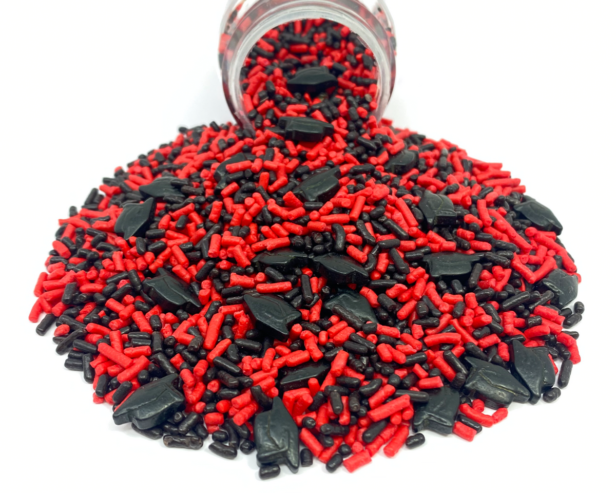 Graduation Day! Red & Black Sprinkle Mix 3.8oz – Mystic Sprinkles